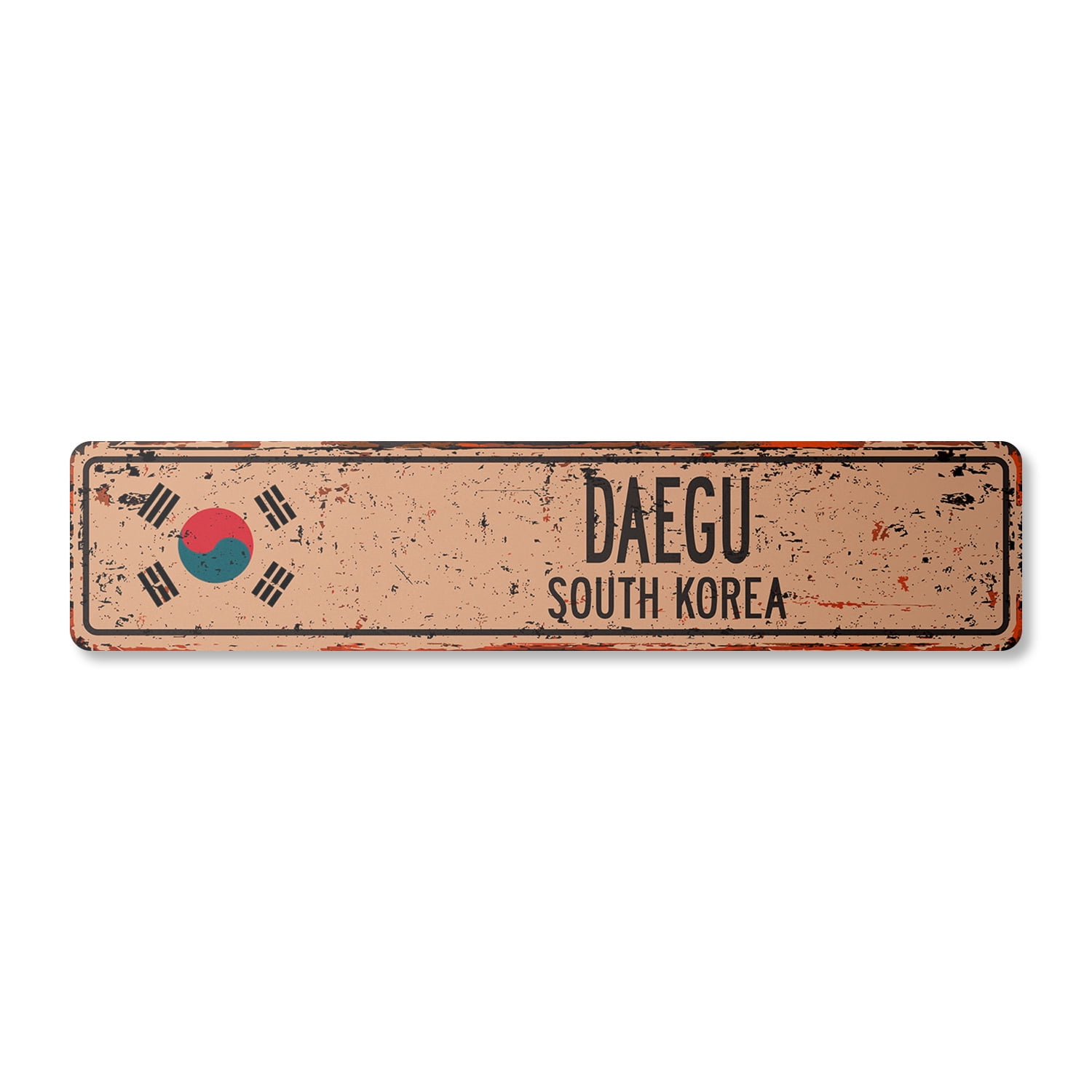 DAEGU SOUTH KOREA Vintage Plastic Street Sign South Korean flag city ...