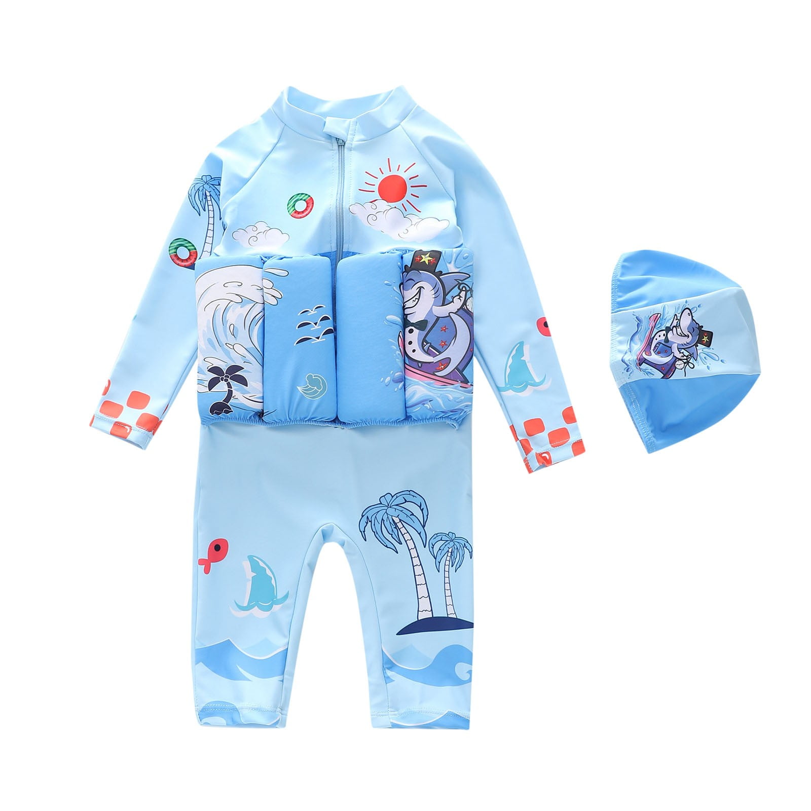 DAETIROS Baby Boys One Piece Swimsuit, Float Suit Long Sleeve Summer ...