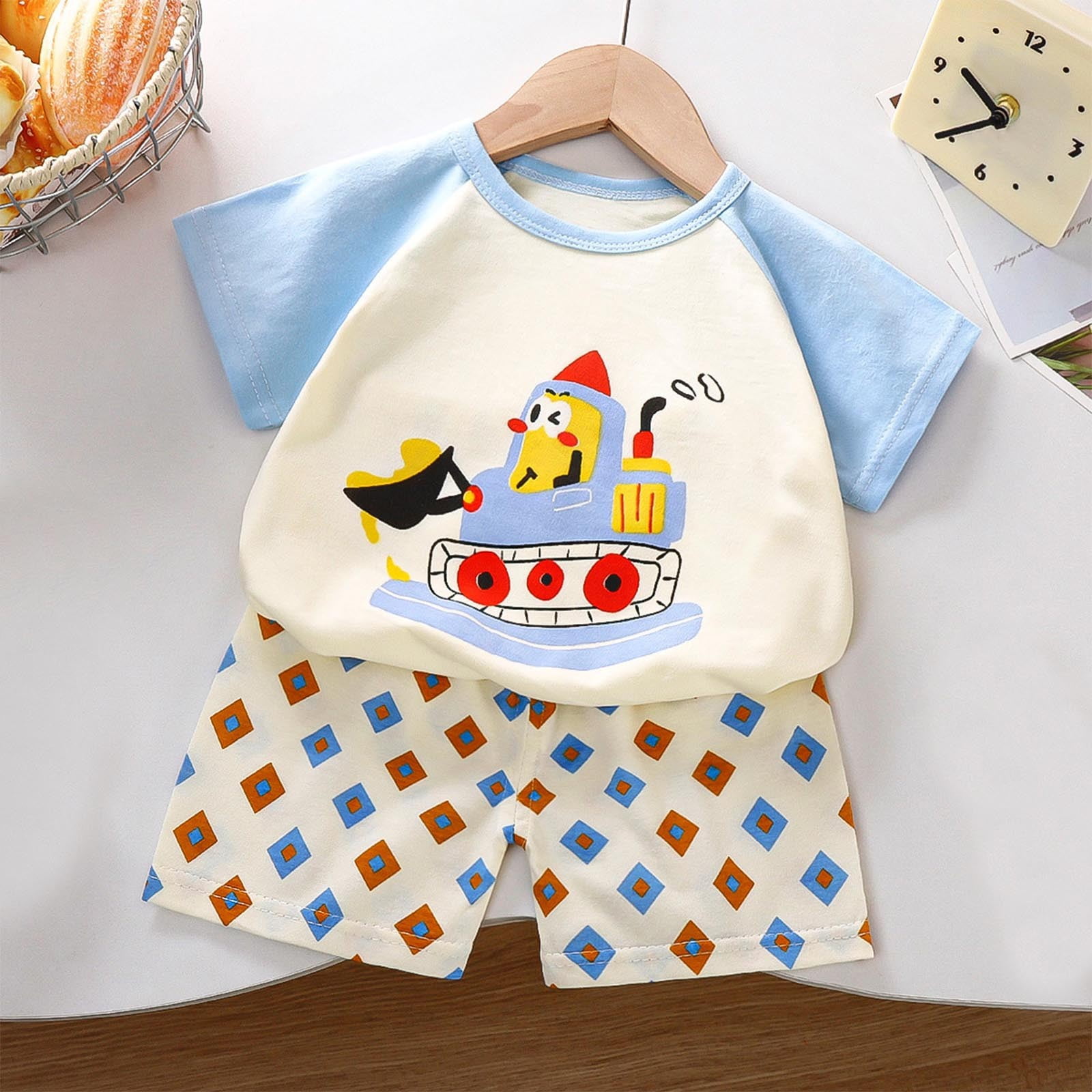 DAETIROS Boys Outfit Sets-Soft Cotton Fashion Graphic Short Sleeve Top ...