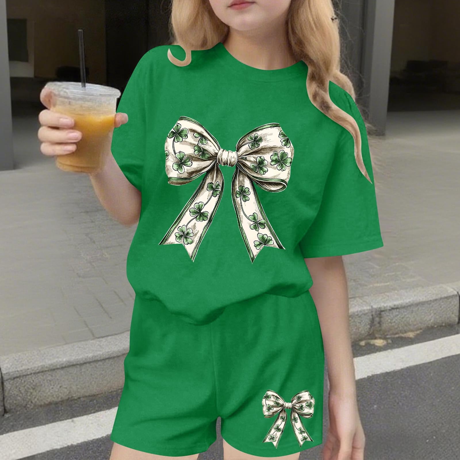 DAETIROS Girls 2 Piece St Patrick's Day Outfit Set, Holiday Clover ...