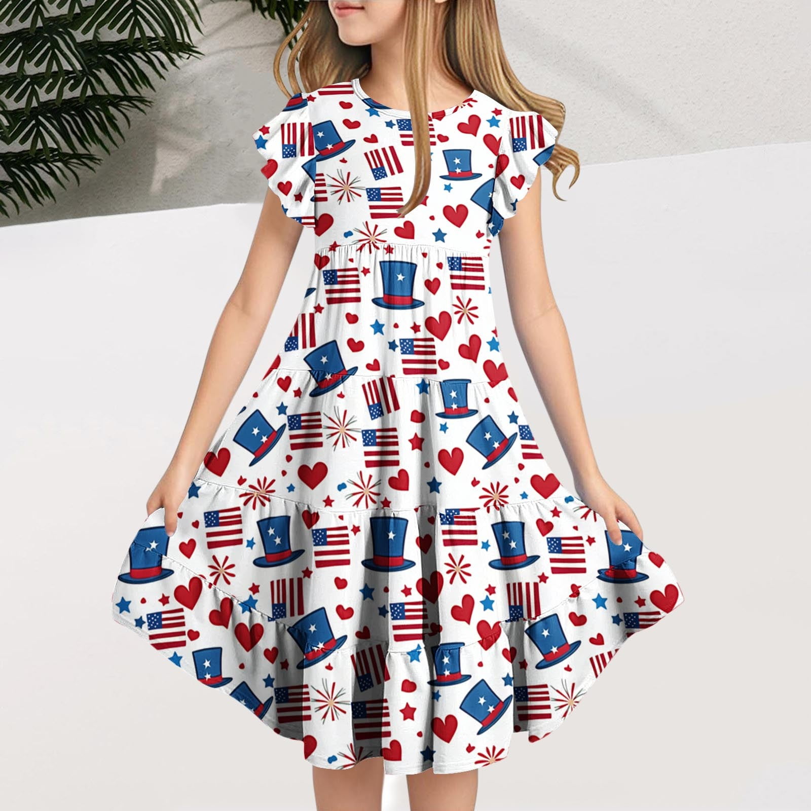 DAETIROS Girls 4th of July Dress,American Flag Round Neck Girls Summer ...