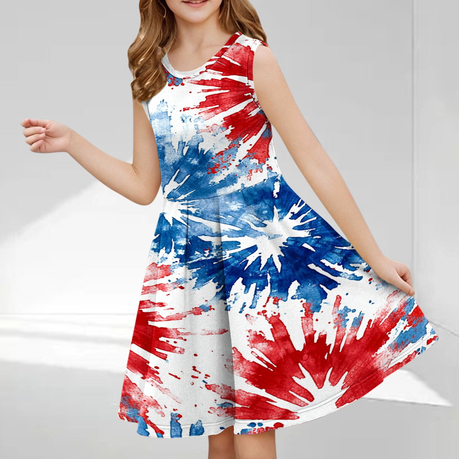 DAETIROS Girls 4th of July Dress,Round Neck American Flag Girls Summer ...