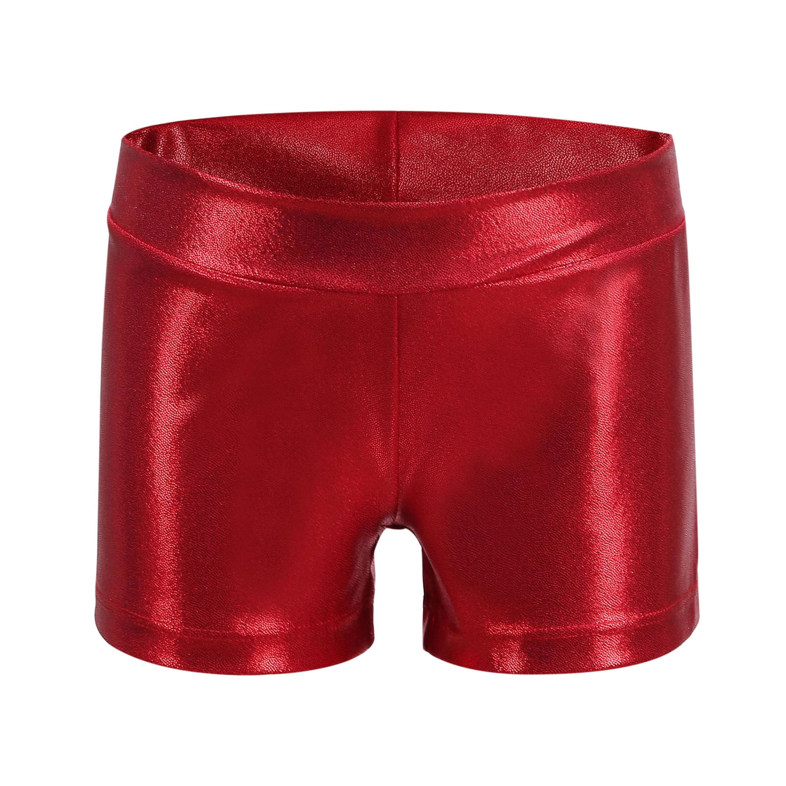 Daetiros Girls Foil Shorts Casual Shiny Shorts Summer Elastic Waist Girls Dress Shorts Red Size