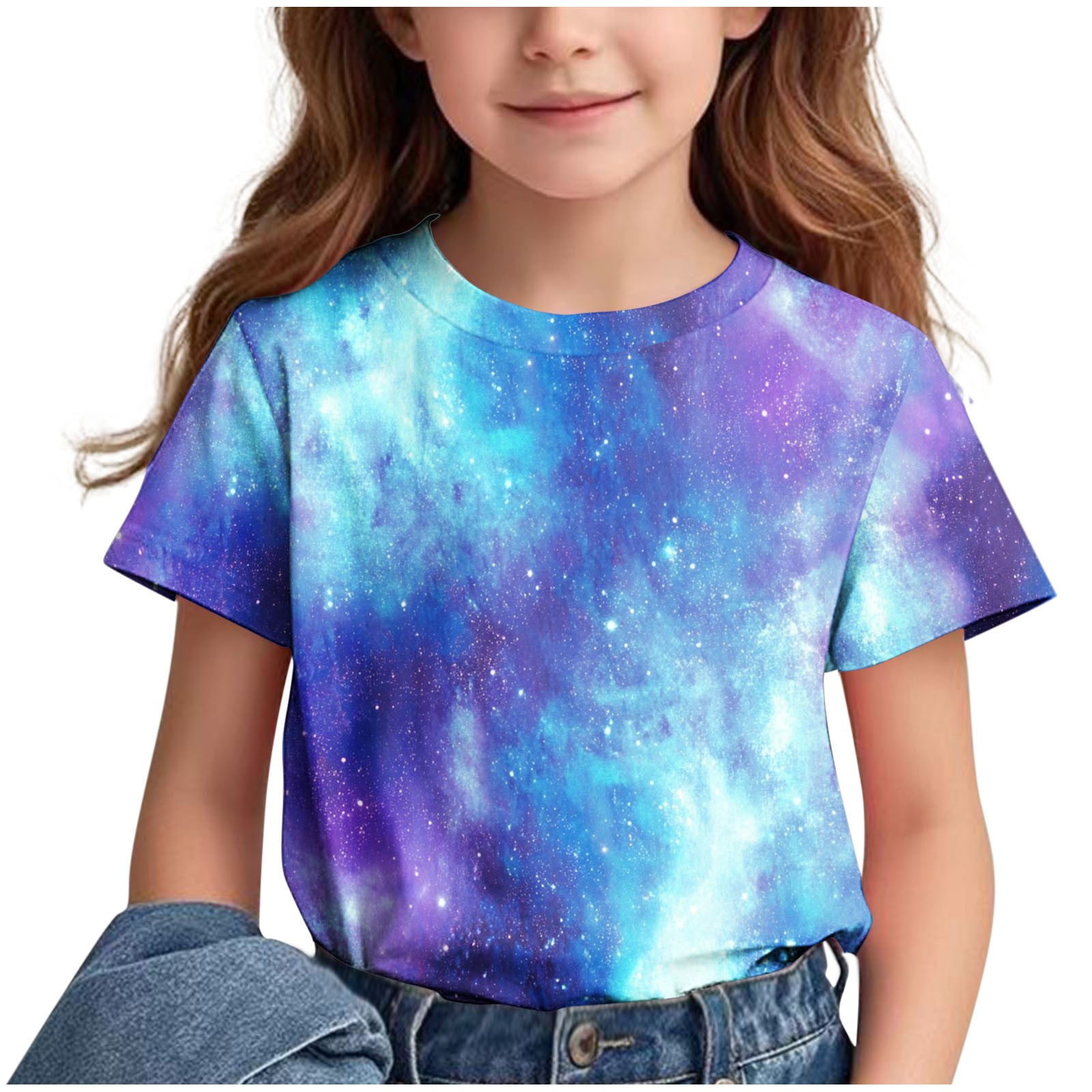 DAETIROS Girls Graphic Tee with Stars, Casual Soft Comfy Short Sleeve ...