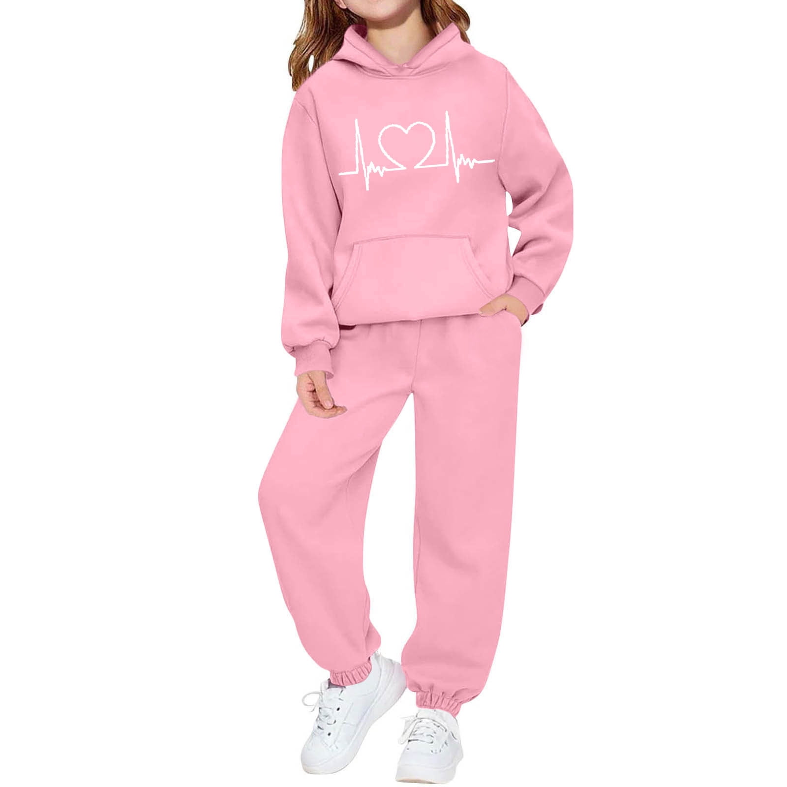 DAETIROS Girls Hoodie and Jogger Set 2-Piece Soft Casual Loungewear ...