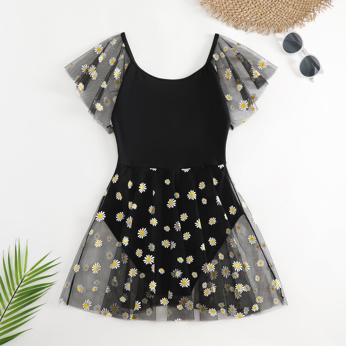 DAETIROS Girls One Piece Swimsuit Dress, Cute Floral Summer Modest ...