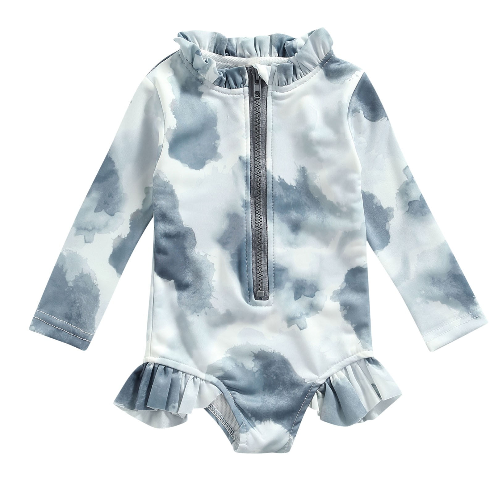 DAETIROS Girls One Piece Swimsuit, Fashion Summer Long Sleeve Beach Zip ...