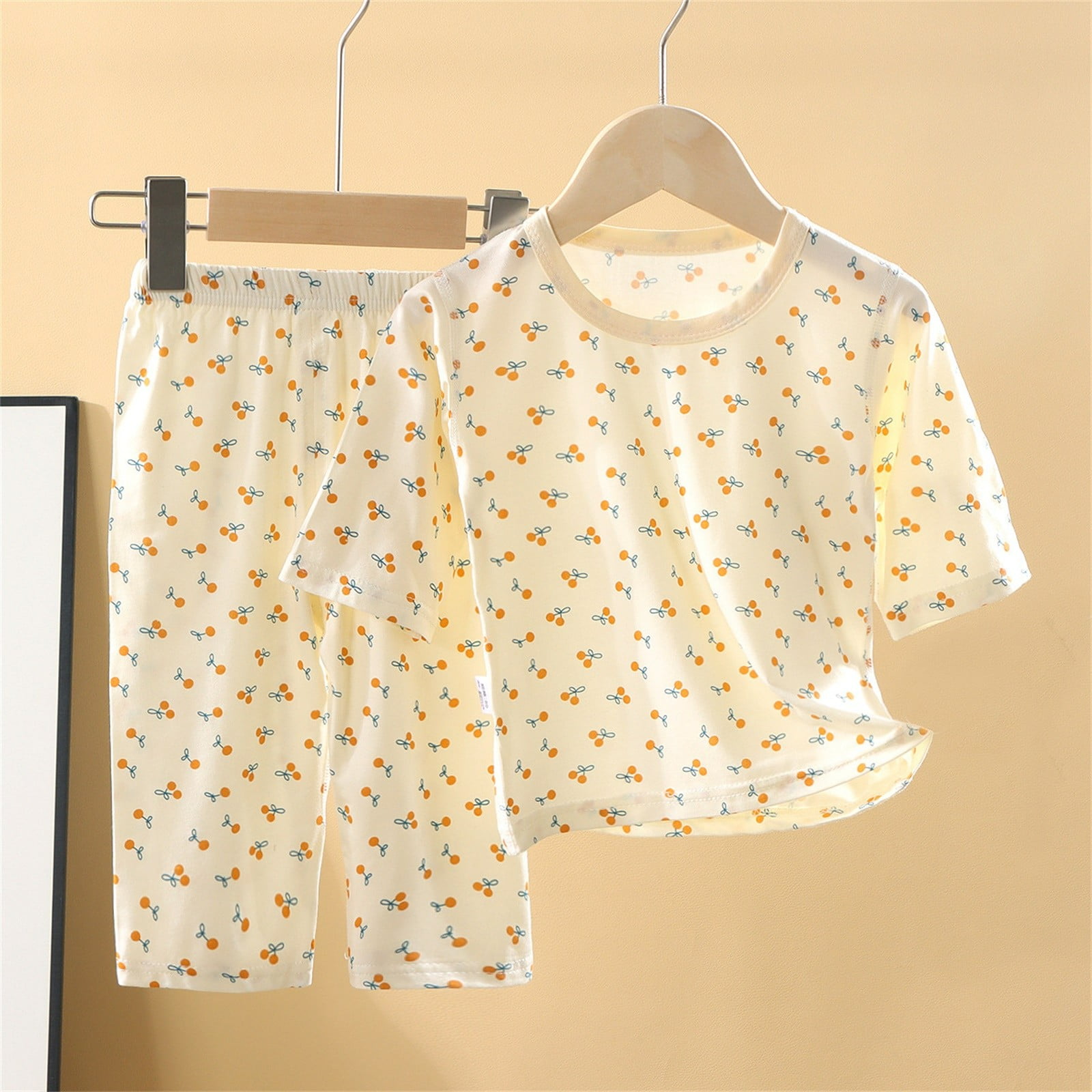 DAETIROS Girls Pajamas Sets-Soft Cotton Fruit Print 3/4 Sleeve Shirts ...