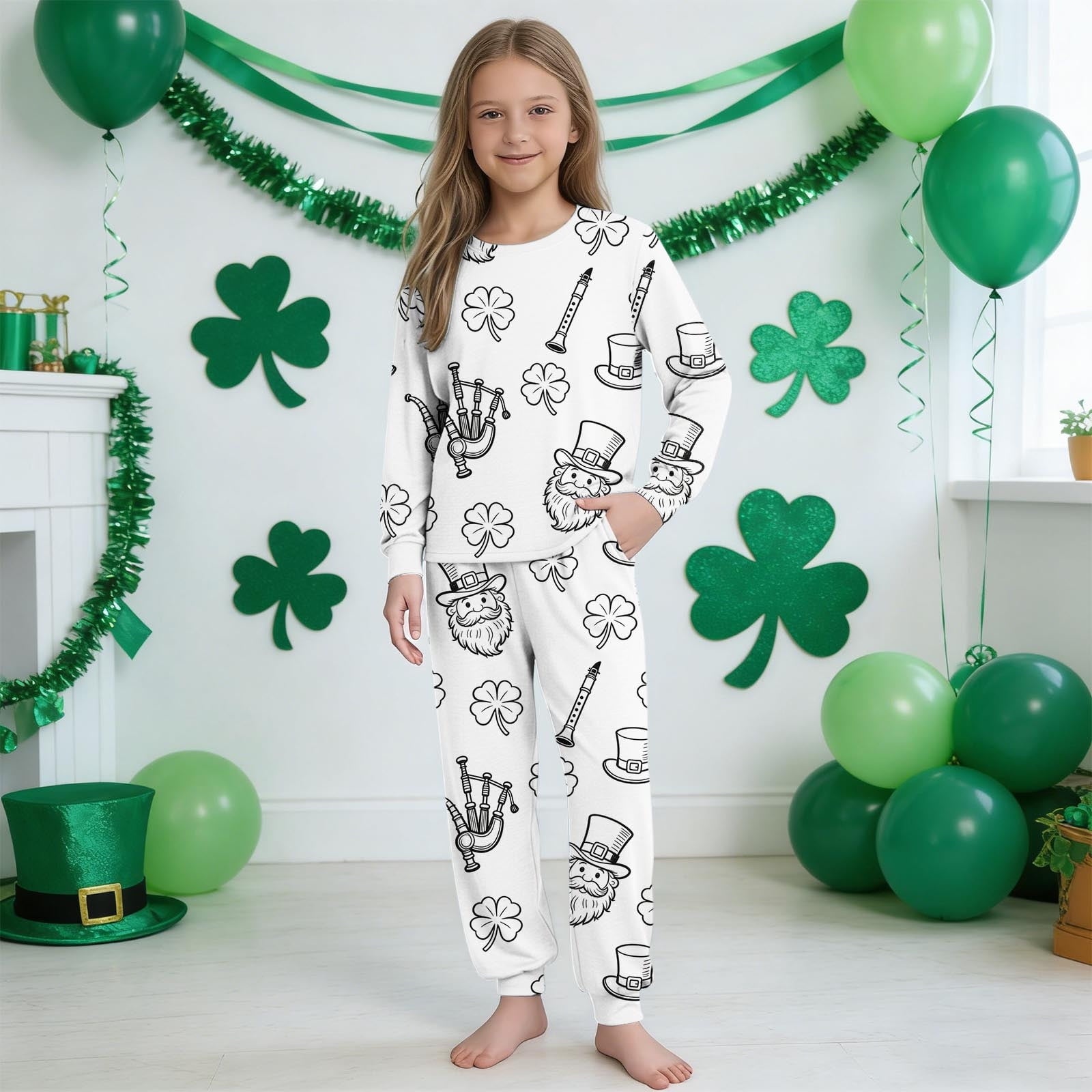 DAETIROS Girls St Patrick's Day Pajama Set - Color Your Own Holiday ...