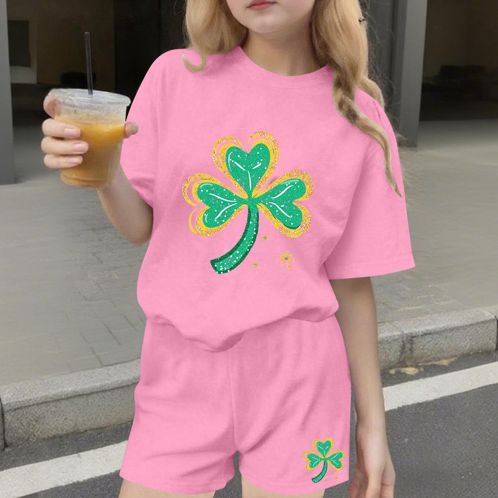 DAETIROS Girls St Patrick's Day Shamrock Outfit 2-Piece Set ...