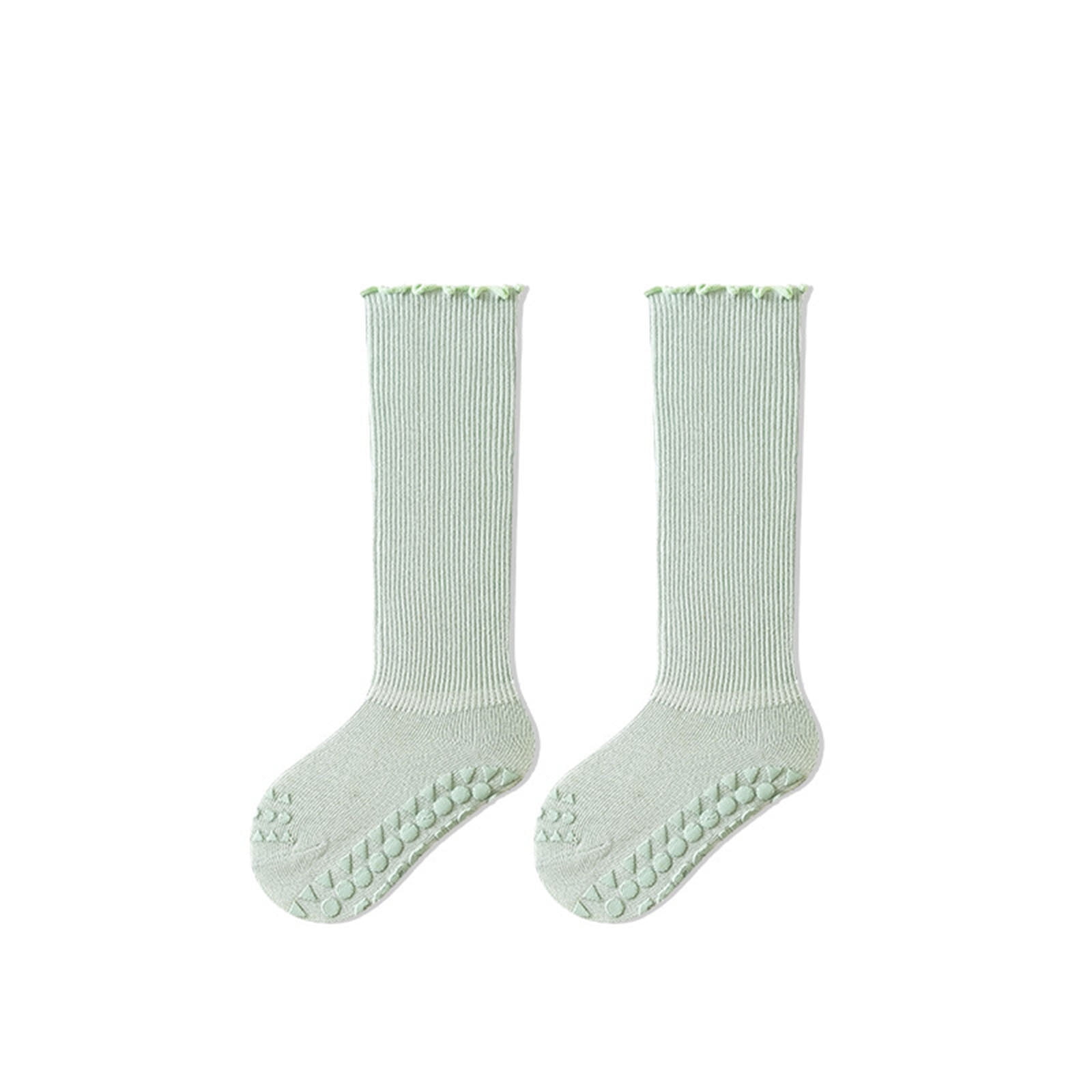 DAETIROS Kids Girl Non-Slip Knee High Socks with Ruffles, Soft Cotton ...