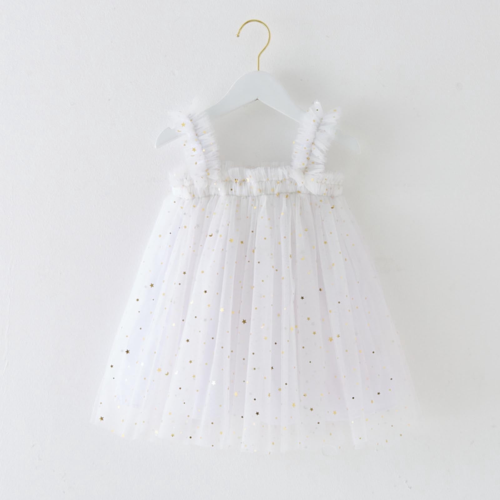DAETIROS Kids Girls Baptism or Flower Girl Dress White Sparkle Tulle ...