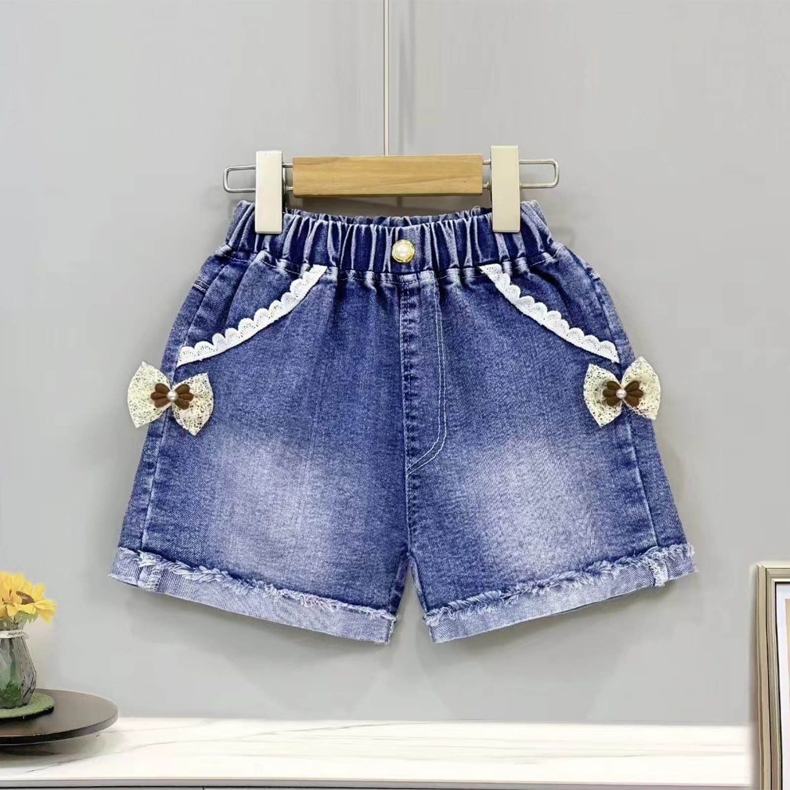DAETIROS Little Girls Jeans Shorts,Casual Summer Fashion Elastic Waist ...