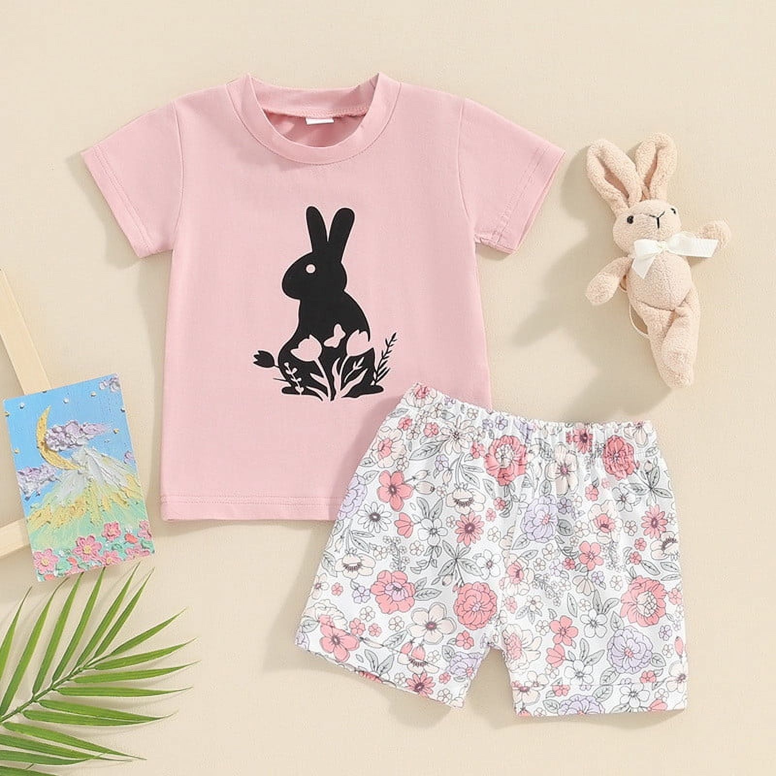 DAETIROS Little Girls Outfit Sets-Soft Cotton Graphic Short Sleeve ...
