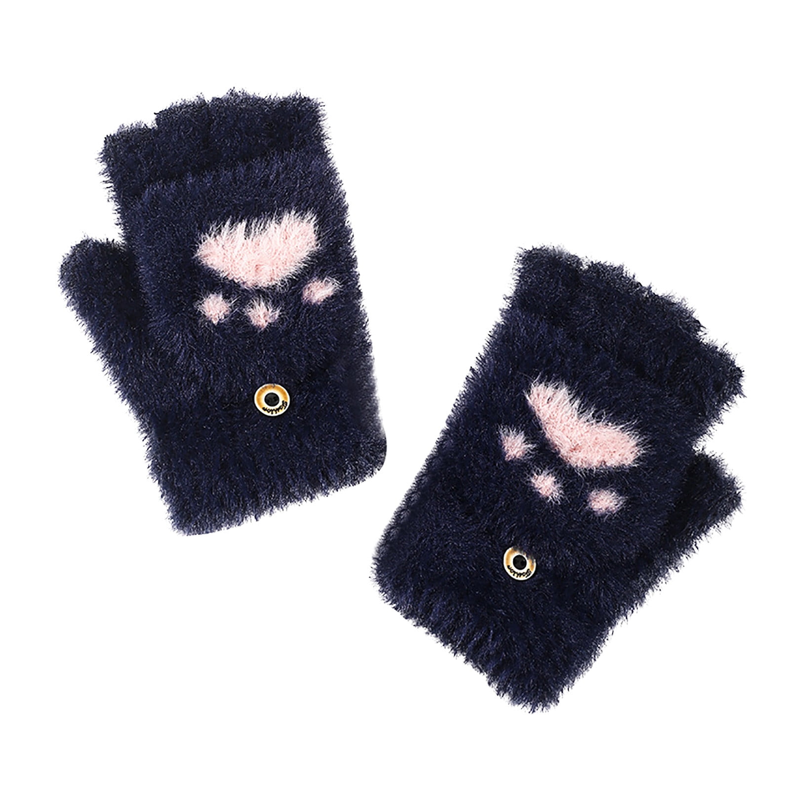 DAETIROS Winter Gloves Women Thermal Dark Blue Gloves Size Free ...