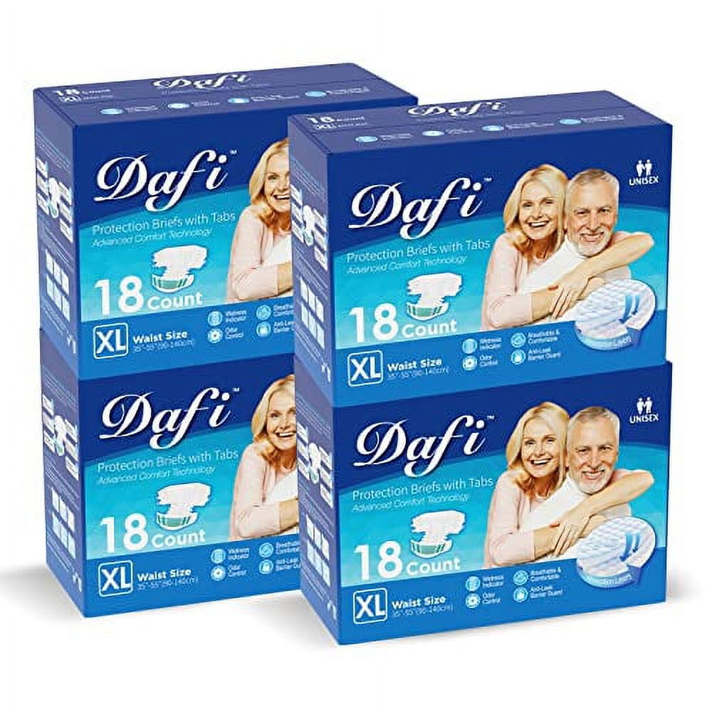 DAFI Adult Diapers Disposable Incontinence Briefs with Tabs, XL/72count ...