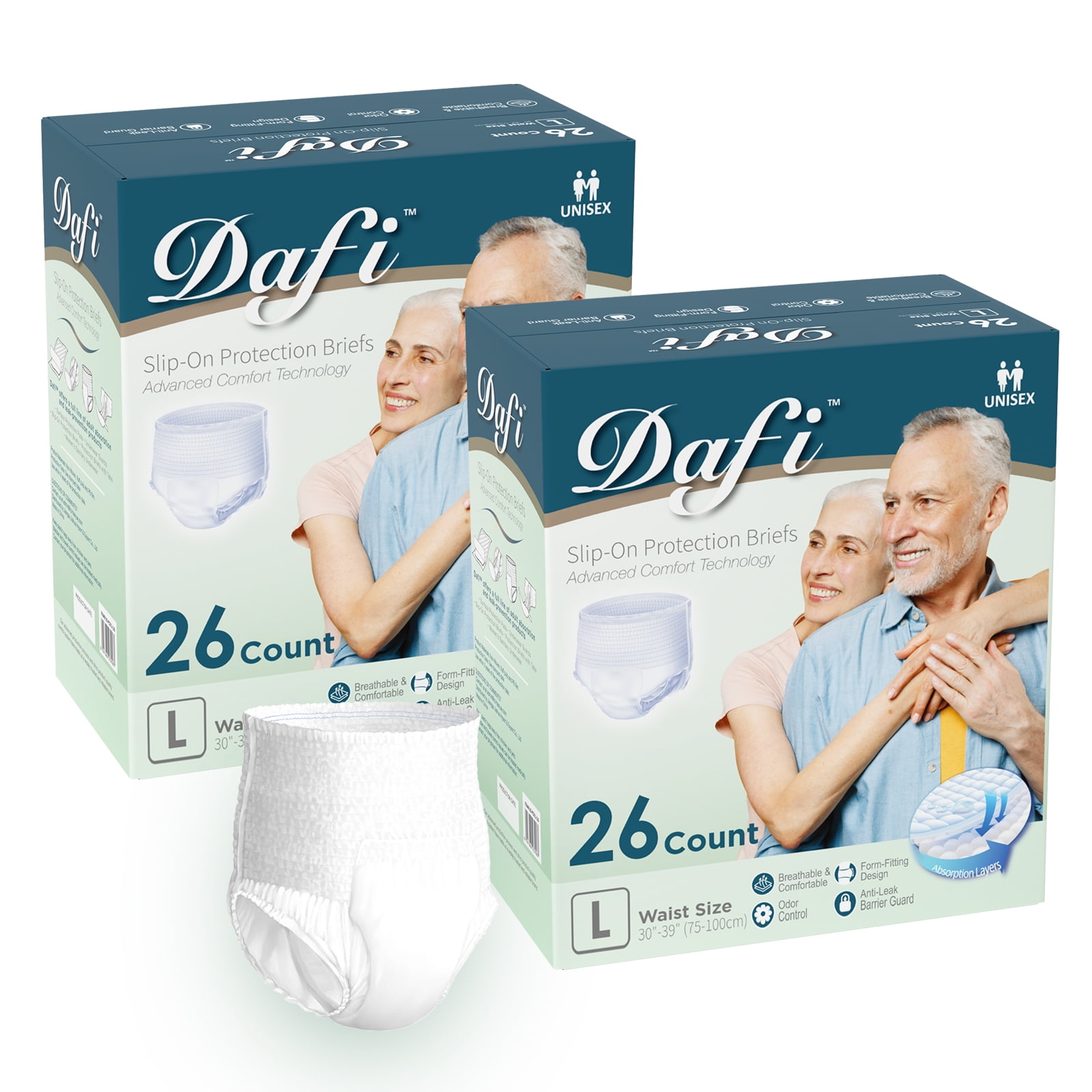 DAFI Adult Incontinence Underwear for Women & Men, L/52 Count Overnight ...