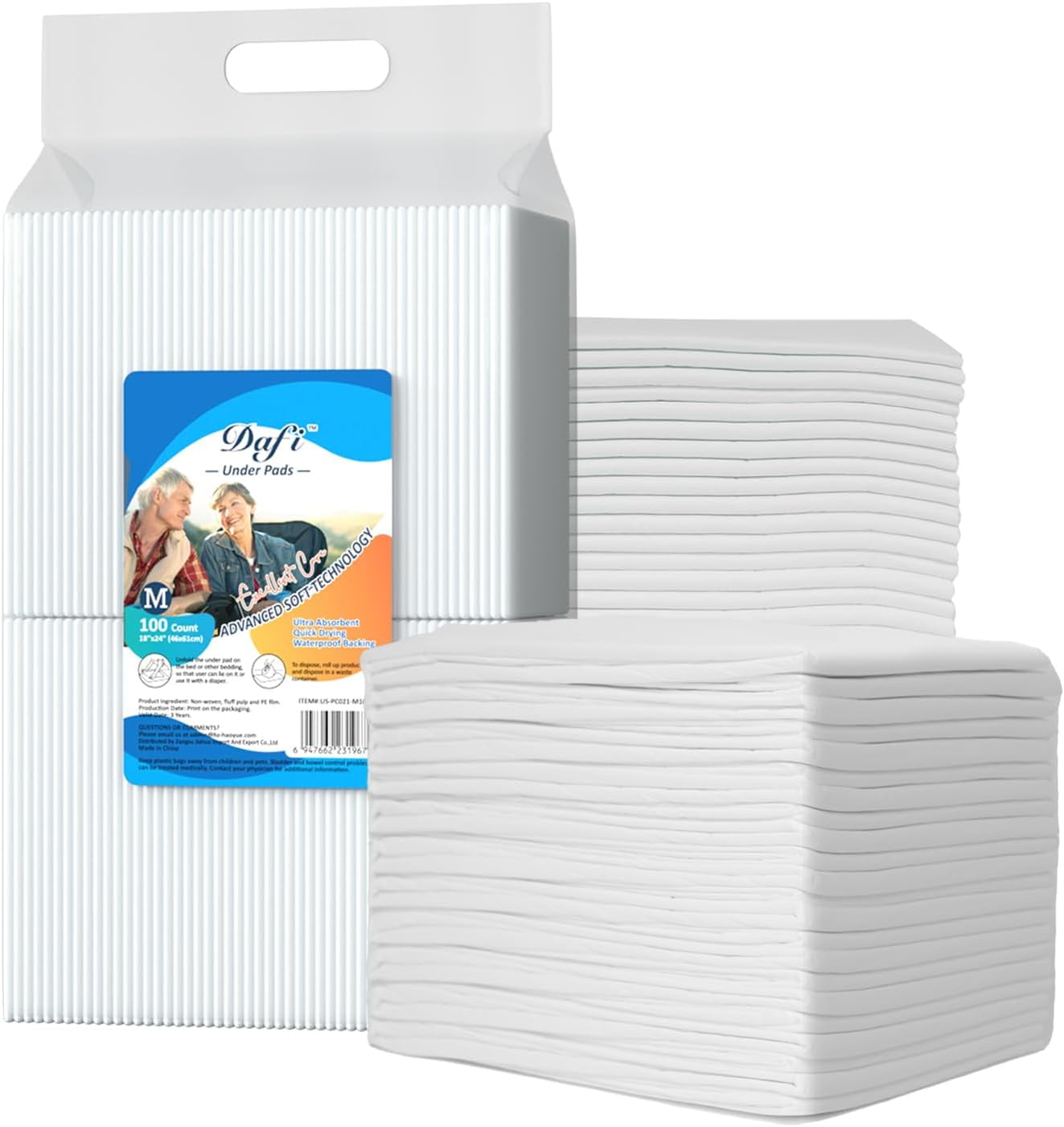 DAFI Disposable Incontinence Bed Pads 18”x 24”(100 Count) Thick ...