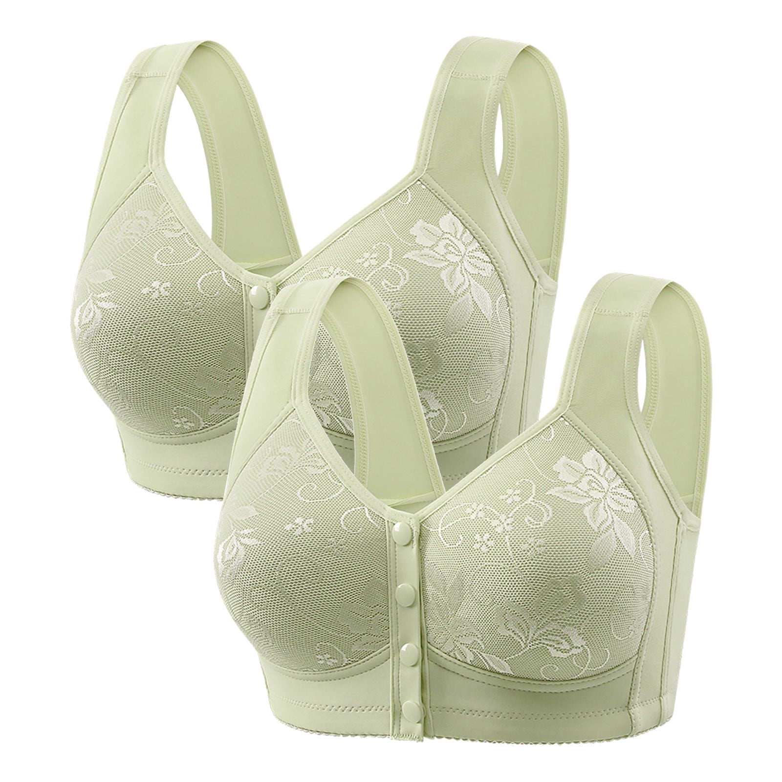 DAFPZW 2 Pack Daisy Bras for Older Women Comfy Convenient Front Closure ...