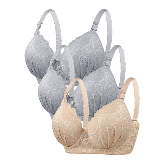 DAFPZW 3 Pack Women's Push up Bra Lightly Lined Demi Bra Underwire All ...