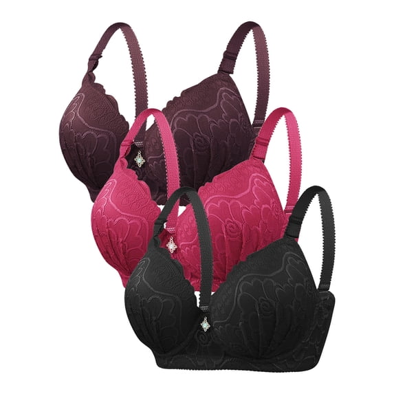 DAFPZW 3 Pack Women's Push up Bra Lightly Lined Demi Bra Underwire All ...