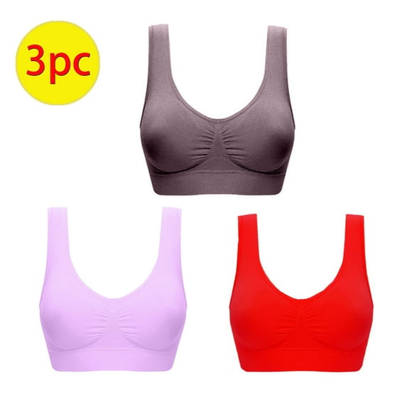 DAFPZW 3PC Ruched Sports Bra for Women Medium Support Seamless Workout ...
