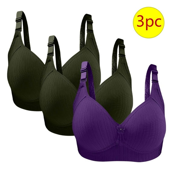 DAFPZW 3PC Underwire Bras for Women Full Coverage Wireless Support ...