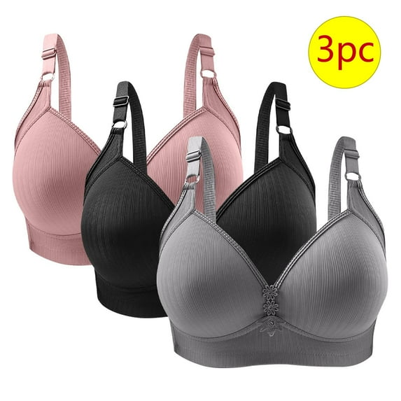 DAFPZW 3PC Underwire Bras for Women Full Coverage Wireless Support ...