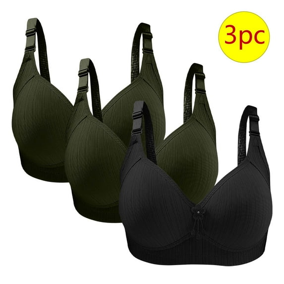 DAFPZW 3PC Underwire Bras for Women Full Coverage Wireless Support ...