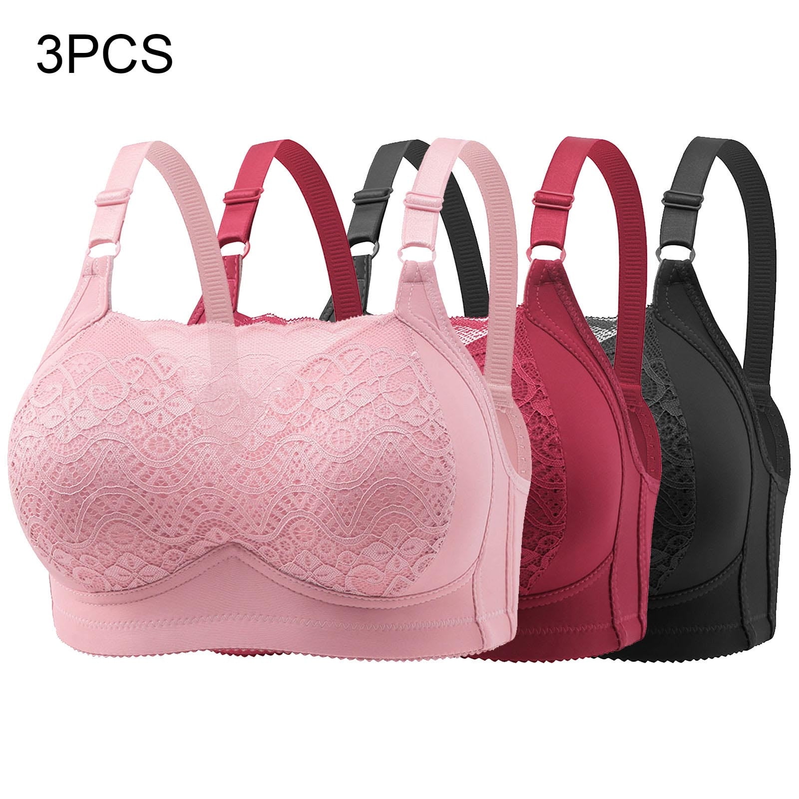DAFPZW 3pcs Bras for Women No Underwire Seamless Full Coverage Lace ...