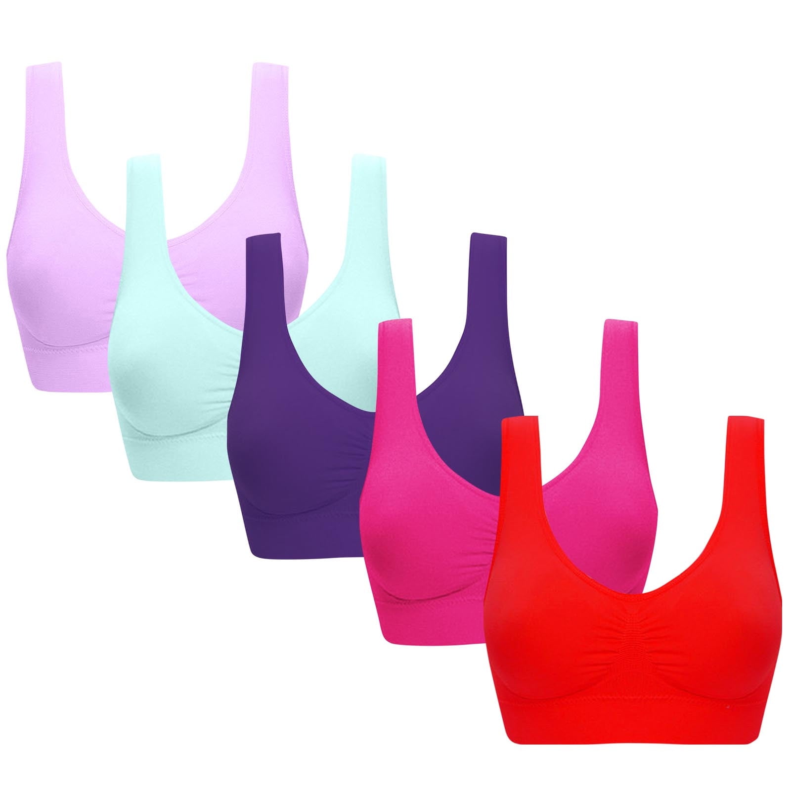 DAFPZW 5 Pack Sports Bras for Women, Seamless Comfortable Yoga Bra ...
