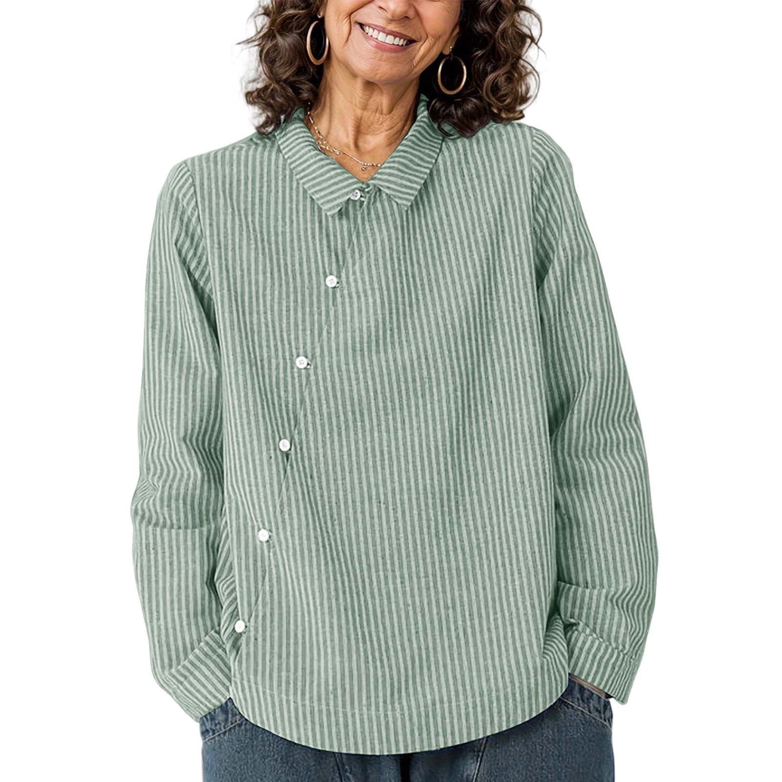 DAFPZW Button Down Shirt for Women Spring Summer Lapel Long Sleeve ...
