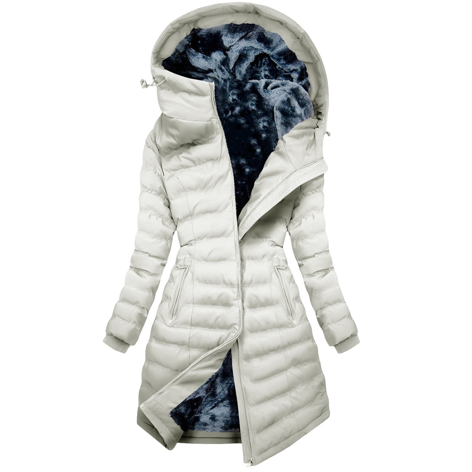 DAFPZW Fleece Lined Puffer Jacket for Women Waterproof Hooded Quilted ...