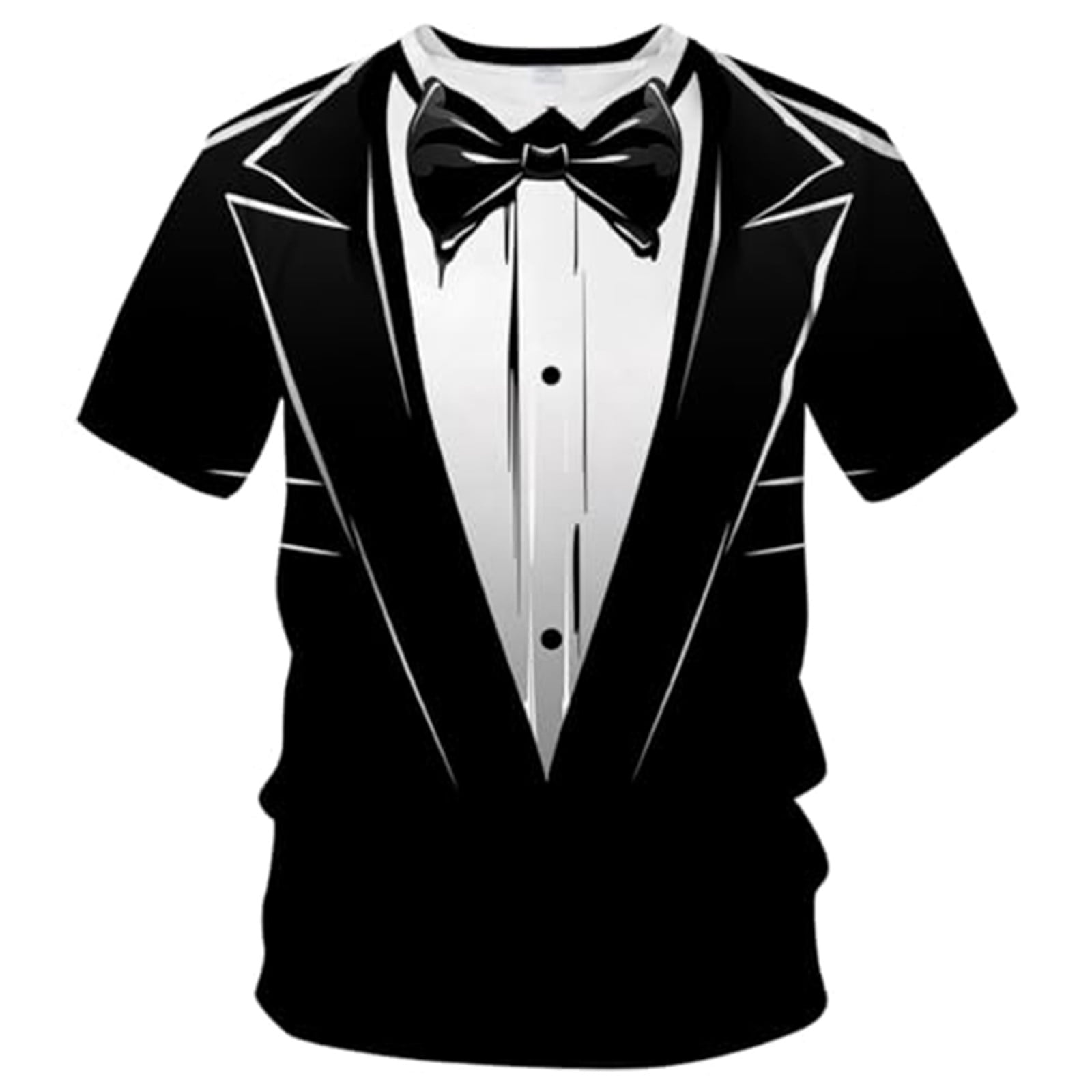 DAFPZW Funny Men's Tuxedo T-Shirt Tie Tux Bowtie Graphic Tee Shirt ...