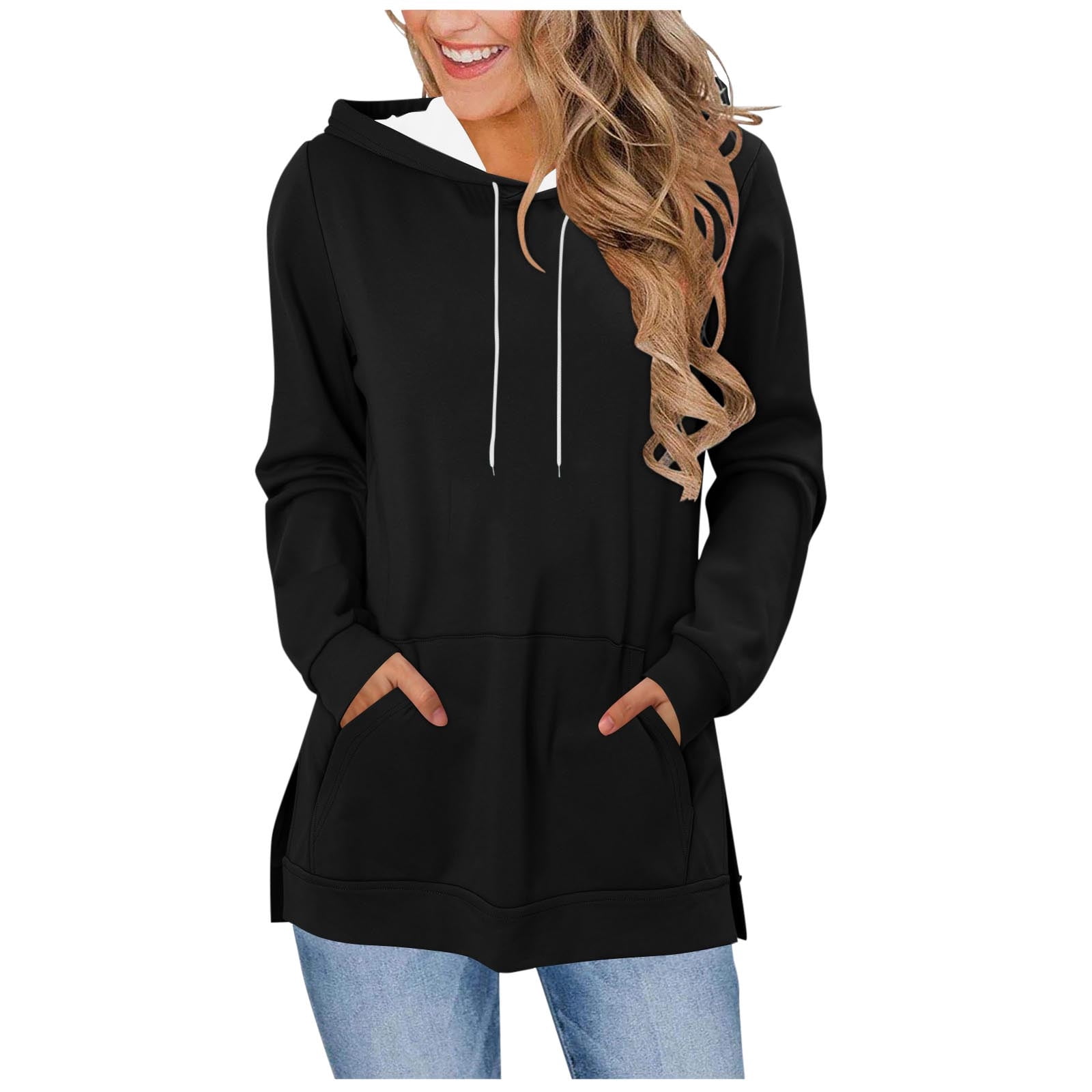 DAFPZW Fuzzy Fleece Sweatshirts for Women Quarter Zip Long Sleeve ...