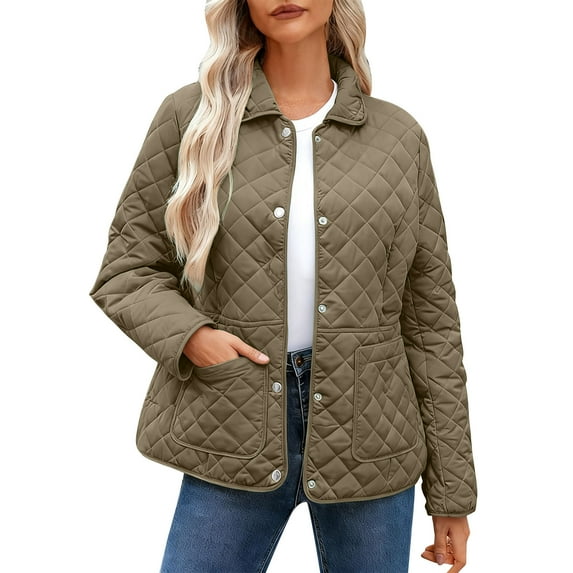 DAFPZW Lightweight Quilted Jackets for Women Long Sleeve Button Down ...