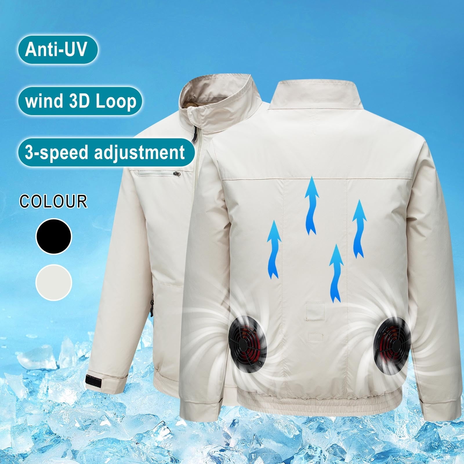 DAFPZW Men Conditioning Shirts USB Charging Fan Heatstroke Prevention Long Sleeve Softshell ...