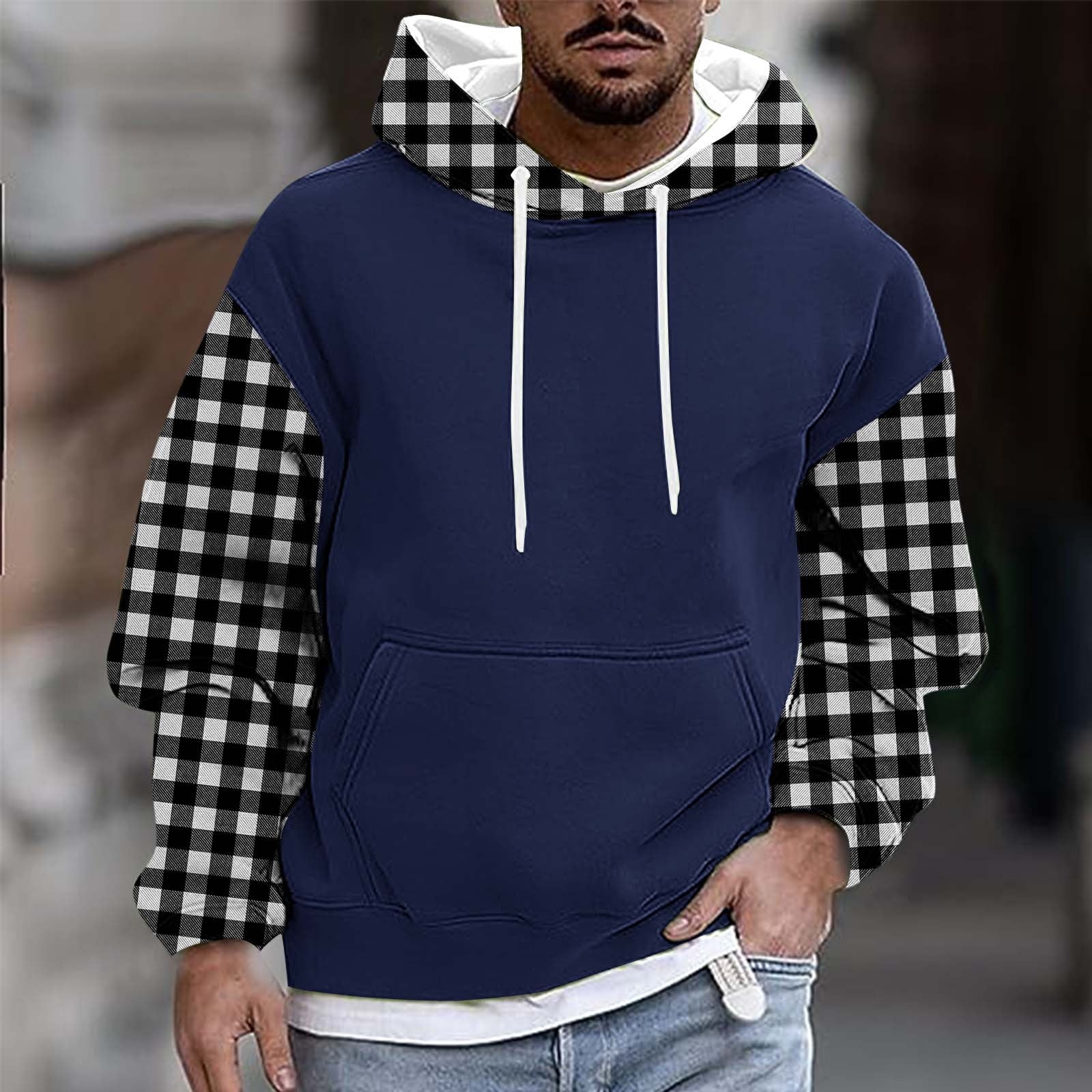 DAFPZW Men'S Hoodies Color Block Sweatshirts Fashion Fall Pullover ...