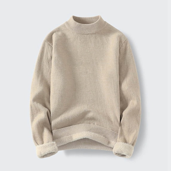 DAFPZW Men's Chunky Knit Sweater Warm Sherpa Fleece Lined Pullovers ...