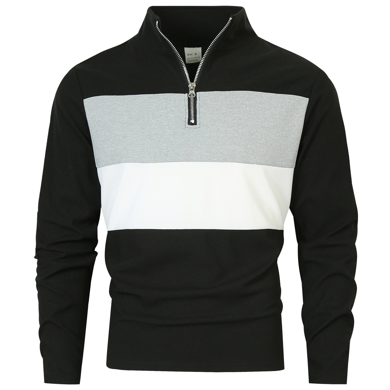 DAFPZW Men's Color Block Patchwork Shirts 1/4 Zip Long Sleeve ...