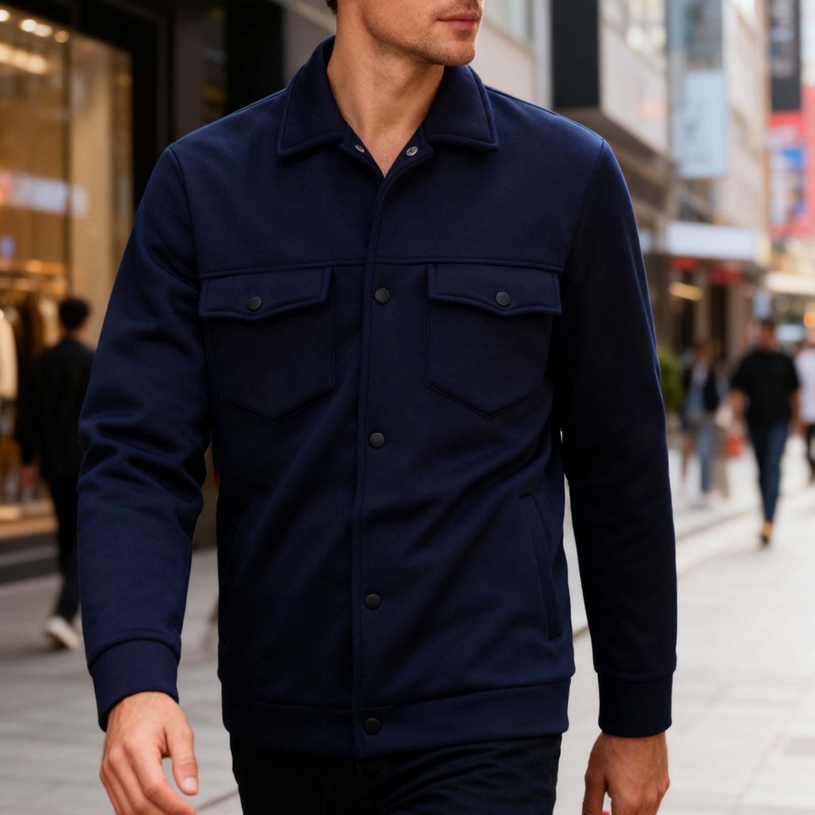 DAFPZW Men's Fleece Comfy Shirt Jacket, Solid Color Basic Button Lapel ...