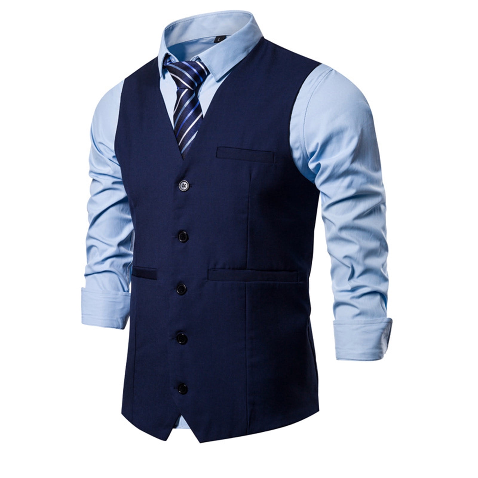 DAFPZW Men's Formal Suits Vest Classic Slim Fit Solid Color Vest ...
