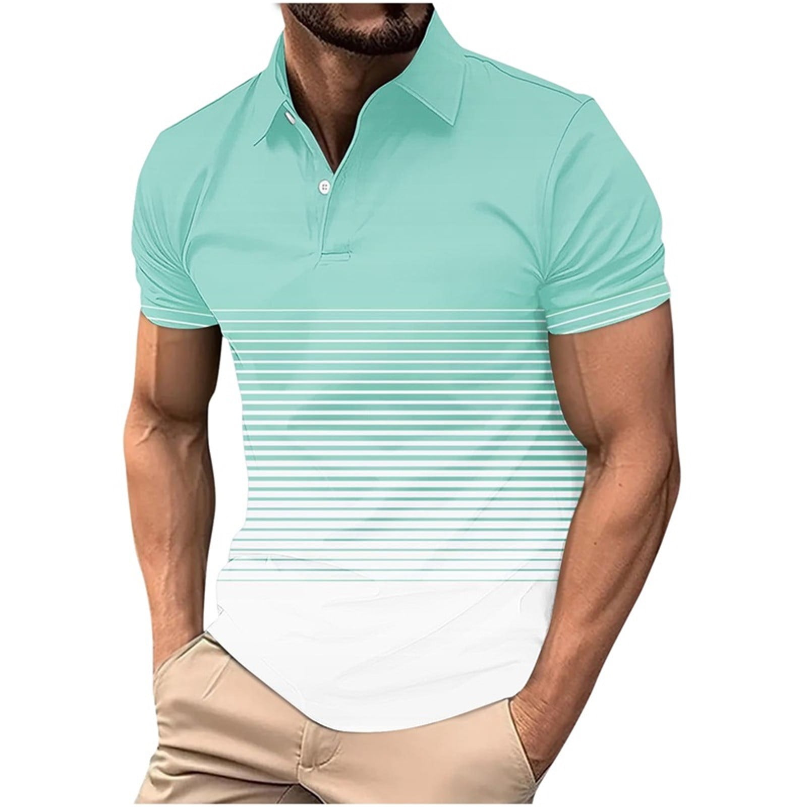 DAFPZW Men's Golf Shirts Short Sleeve Casual T-Shirt Color Block Slim ...