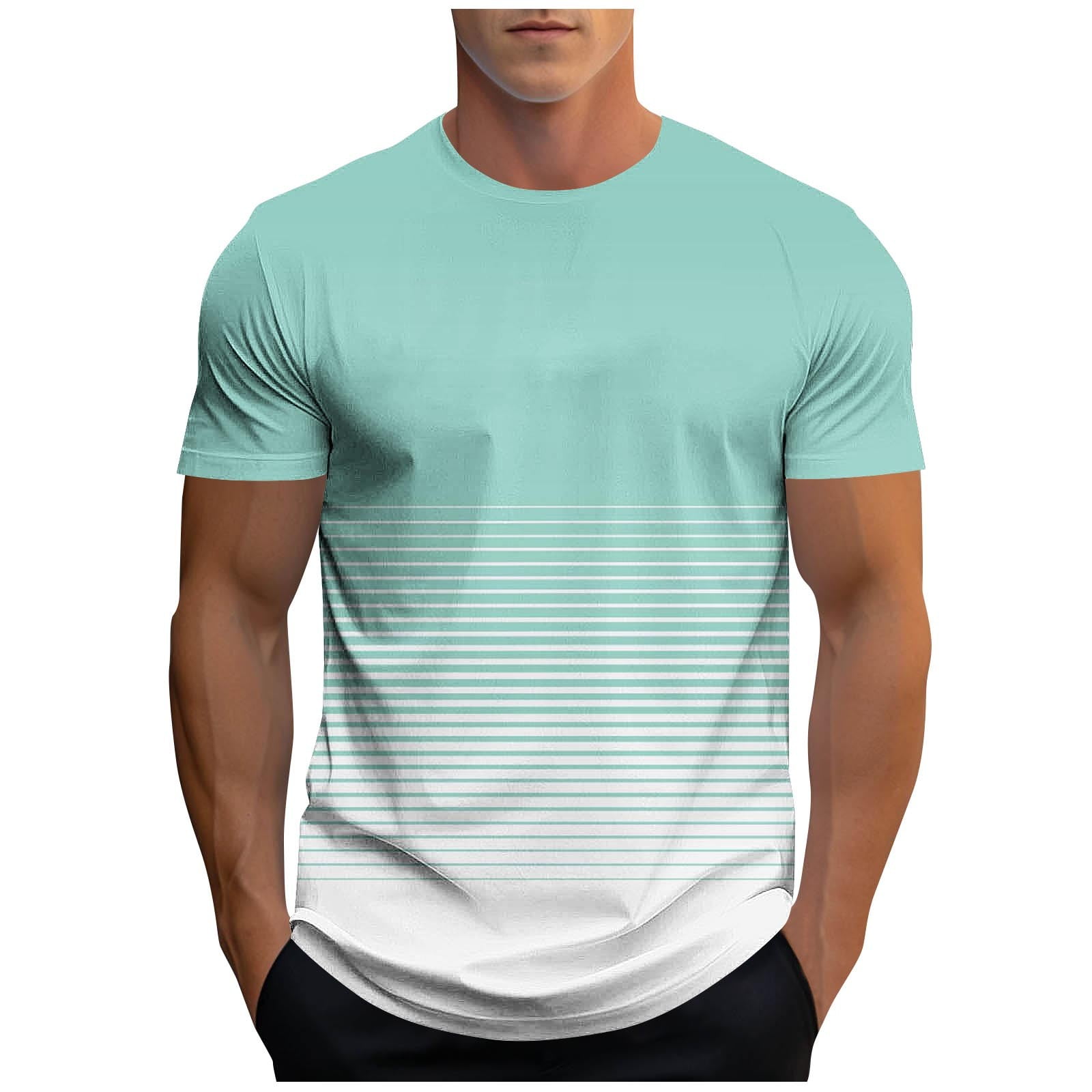 DAFPZW Men's Gradient Color T-Shirt Short Sleeve Crewneck Casual Loose ...
