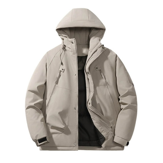 DAFPZW Men's Insulated Thermal Puffer Jacket with Hood Winter Warm ...