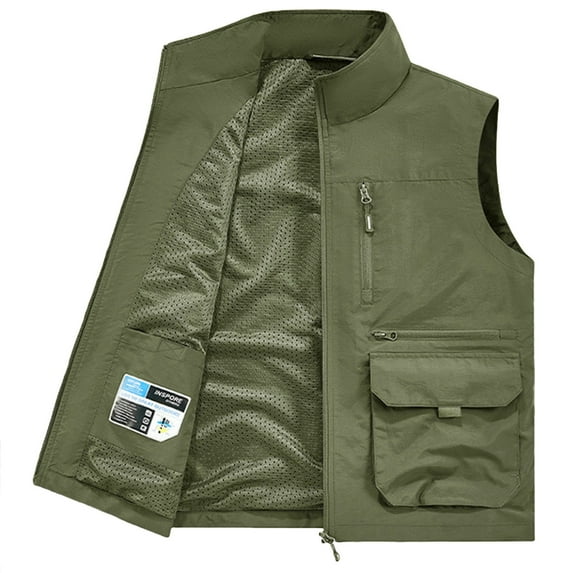 DAFPZW Men's Lightweight Outdoor Travel Work Vest with Multi-Pockets ...