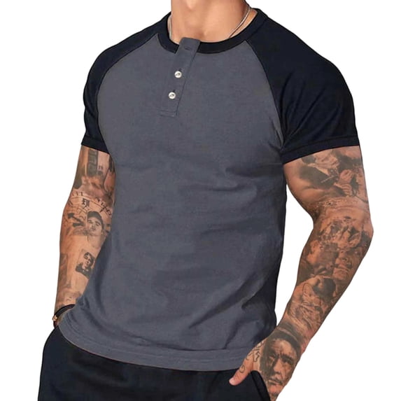 DAFPZW Men's Muscle Slim Fit Shirts Crewneck Longline T-Shirt Gym ...