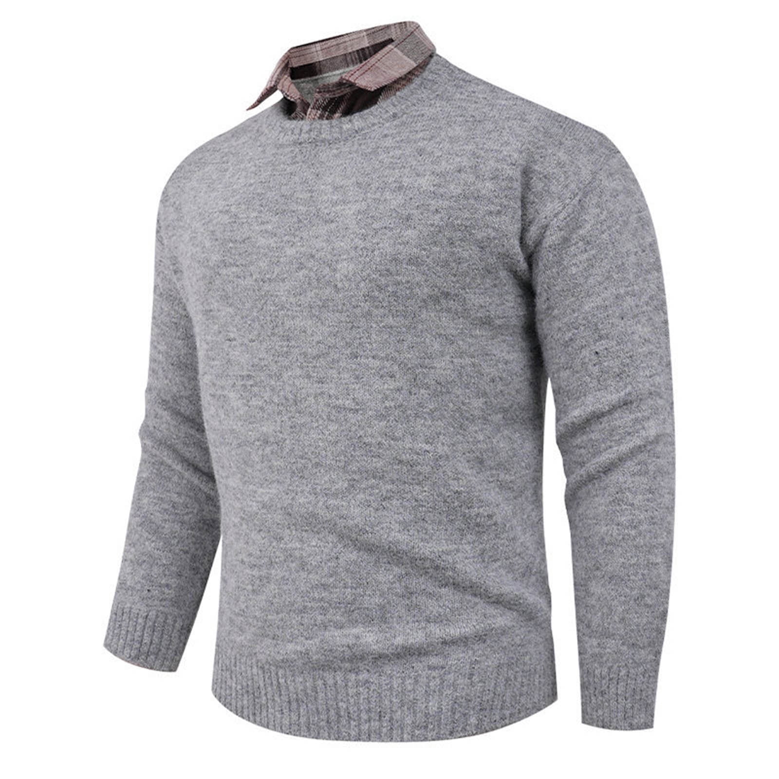 DAFPZW Men's Pullover Sweaters Winter Ribbed Knitted Color Block Long ...