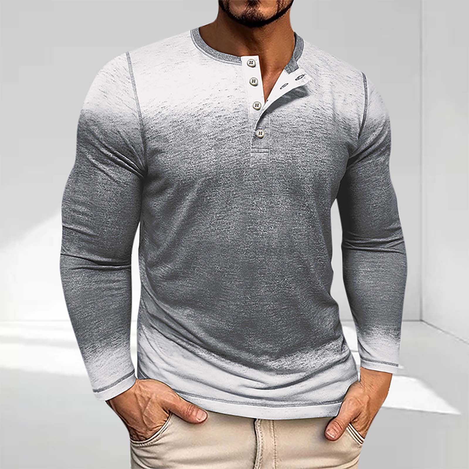 DAFPZW Men's Retro 3D Print Shirt Distressed Long Sleeve Button Down ...