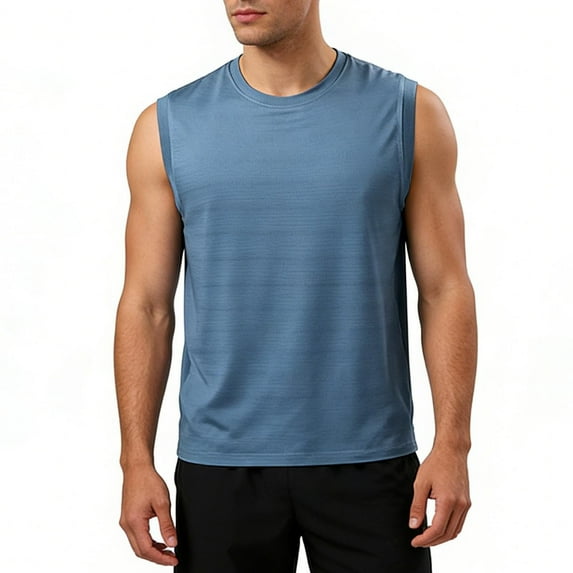 DAFPZW Men's Tank Tops Crewneck Sleeveless Shirts Muscle Fit Workout T ...